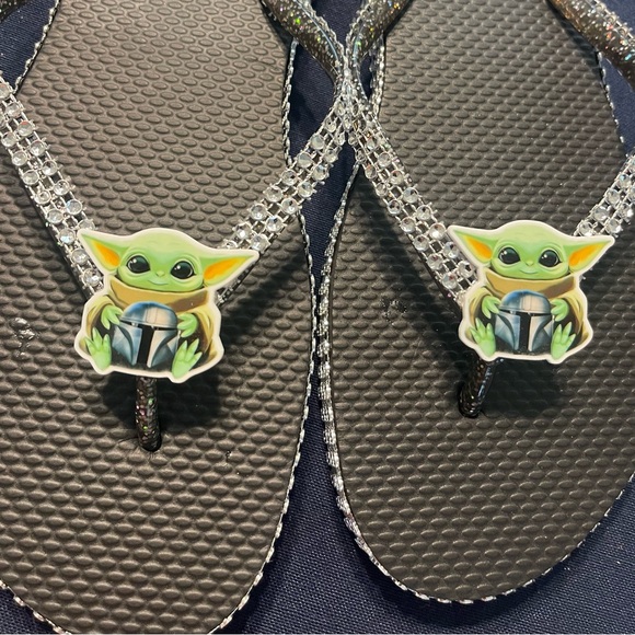 Shoes | Flip Flops With Green Character Design | Poshmark